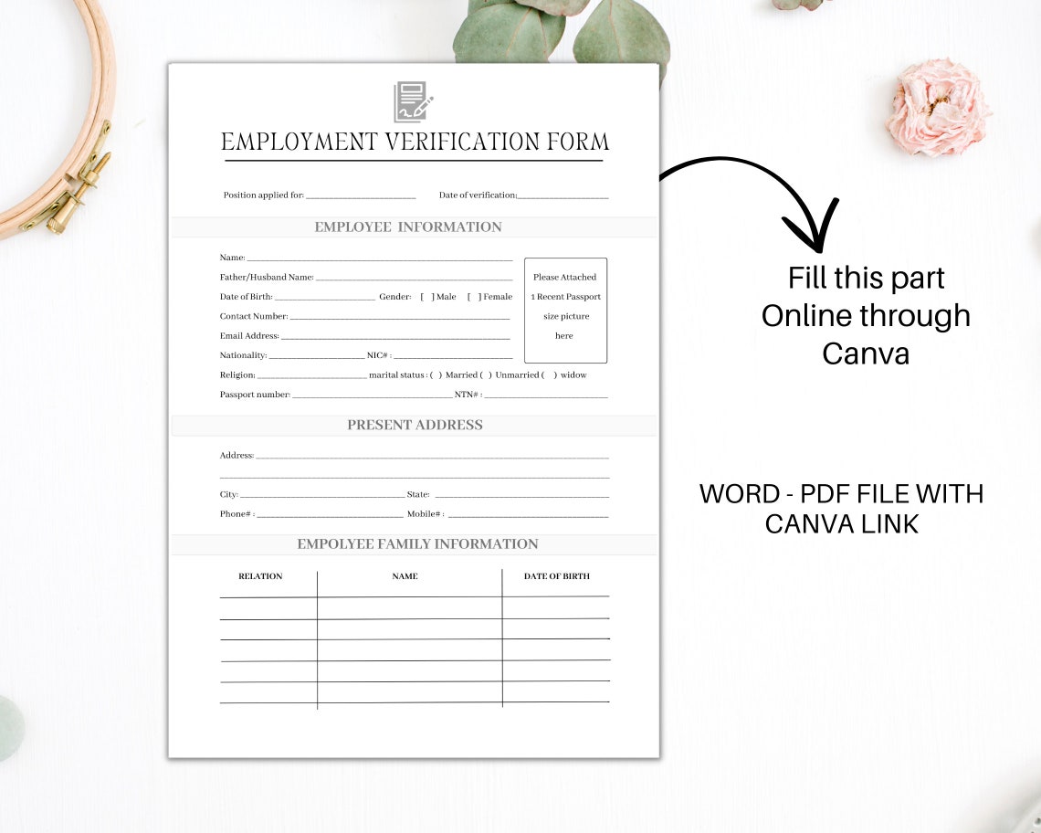 Editable Employment Verification Letter, Contract Agreement Template ...