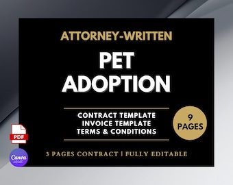 Editable and Printable Pet Adoption Contract, Instant Download Puppy ...
