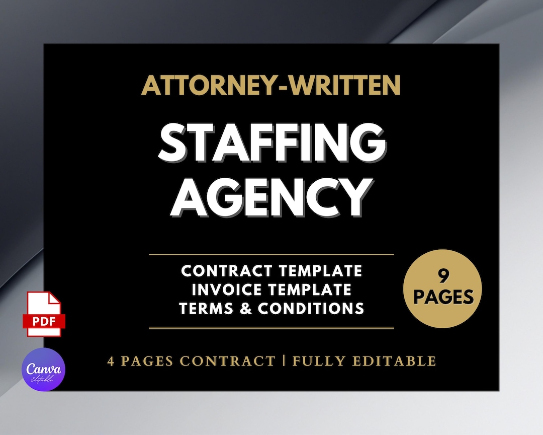 Staffing Agency Agreement, Attorney-written, 9 Pages (canva Editable ...