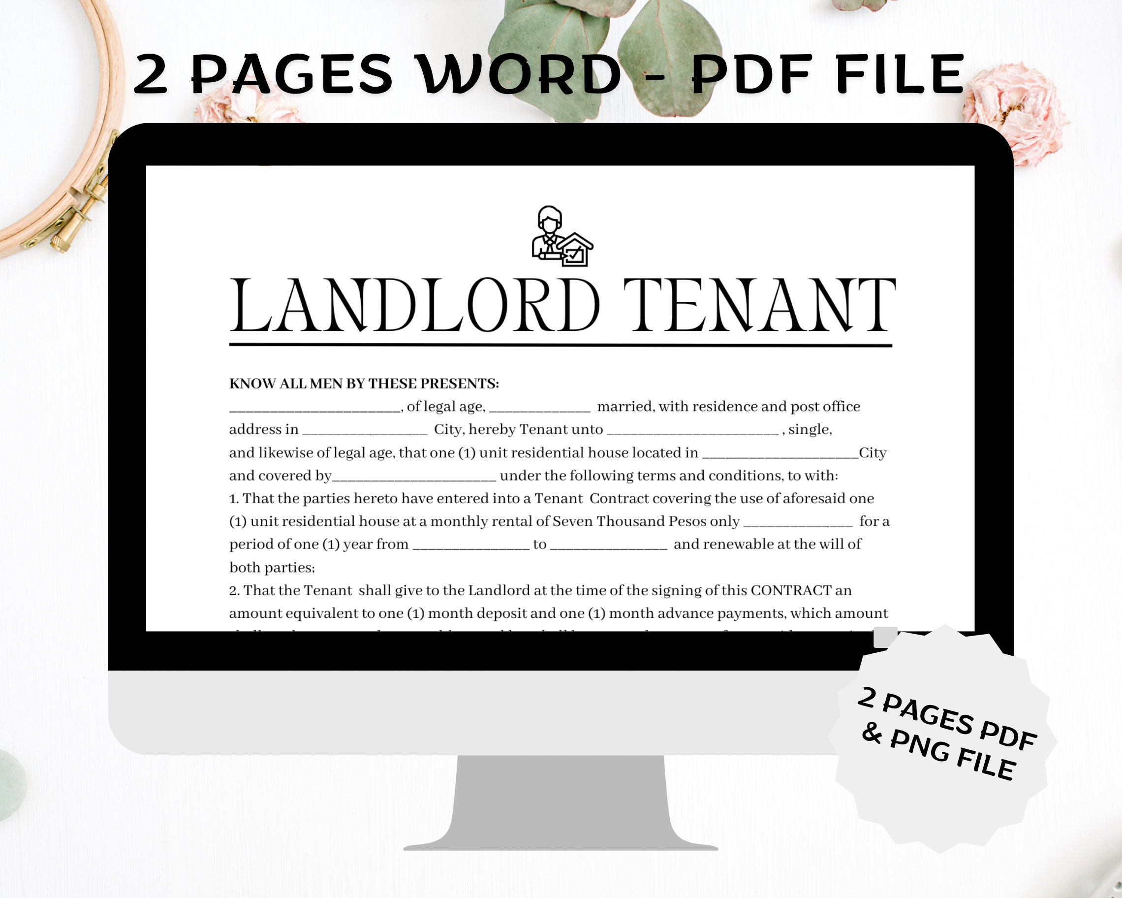 Editable Landlord Tenant Contract Template, Landlord Forms, Tenant ...