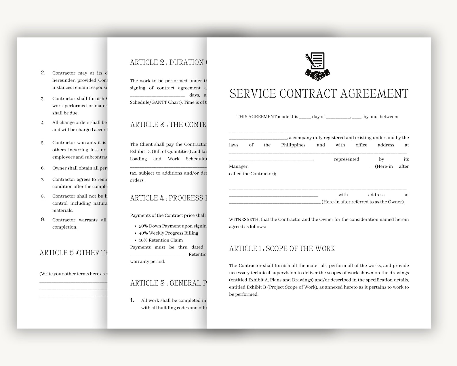 Services Contract Agreement Template, Service Contract Template, Scope ...