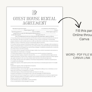 Editable Guest House Rental Agreement, Contract Agreement, Easy Lease ...
