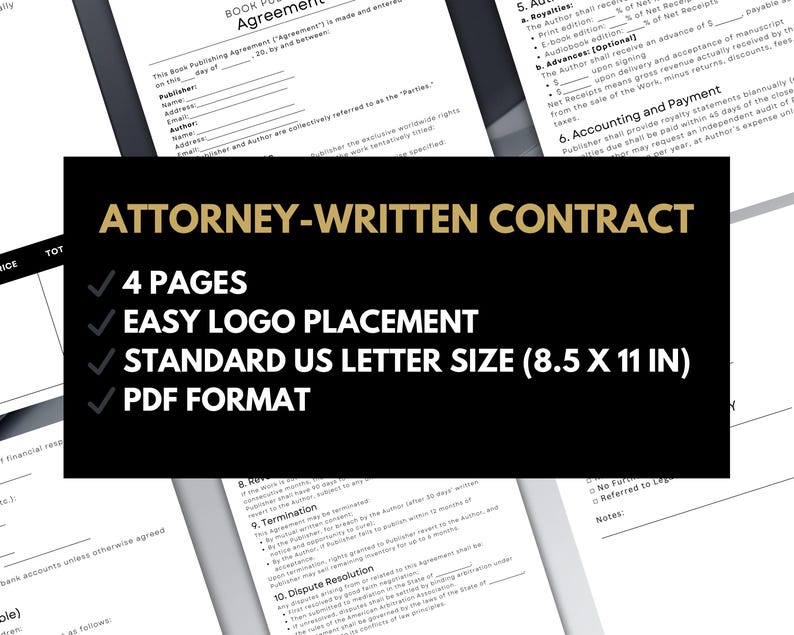 Editable Book Publishing Contract Template, Book Publishing Agreement ...
