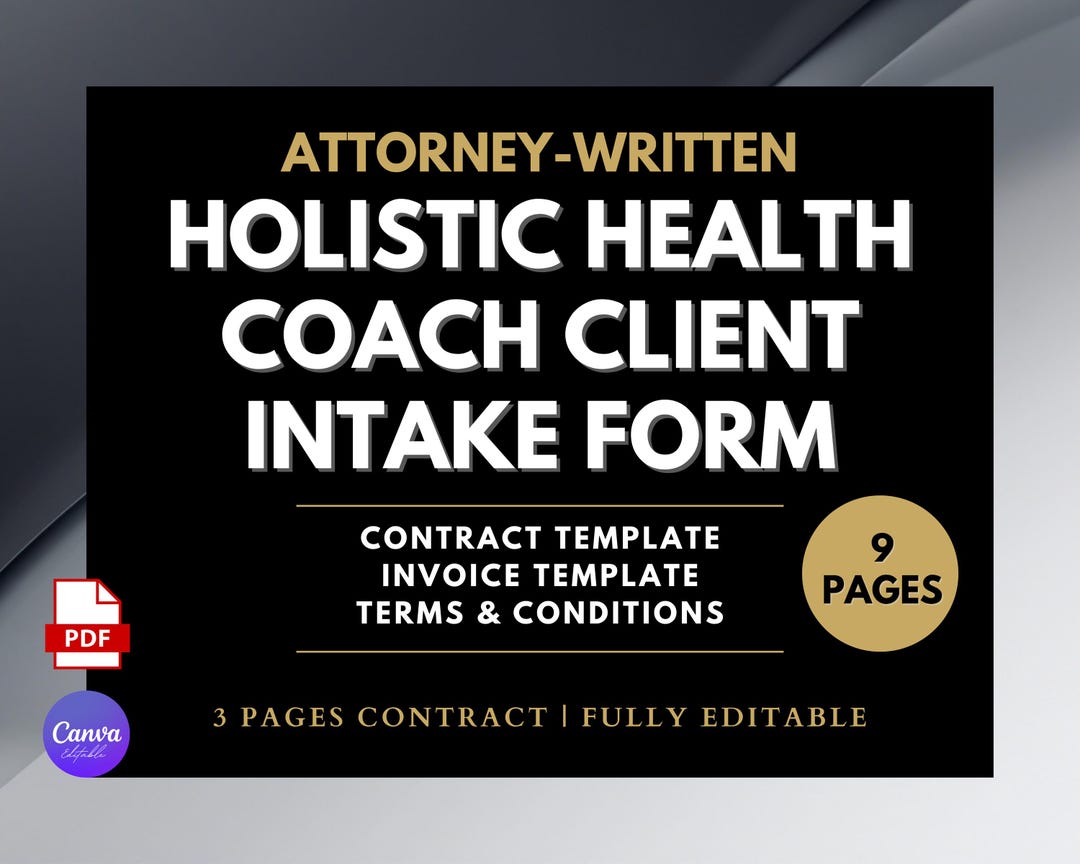 Holistic Health Coach Client Intake Form, Attorney-written, 9 Pages ...