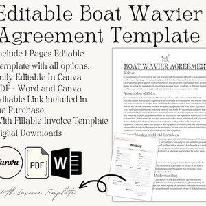 Editable Boat Wavier Rental Agreement Template With Invoice, Contract ...