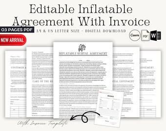 Inflatable Rental Agreement Template, 10 Pages DIY Editable, Inflatable ...