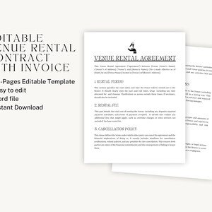Venue Rental Contract Form | Attorney-written Editable Instant Download ...