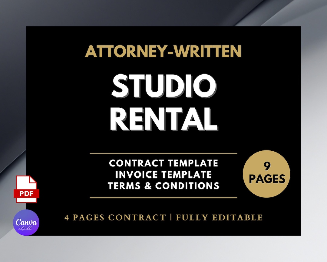 Studio Rental Agreement|studio Contract|photographer Contract|studio ...
