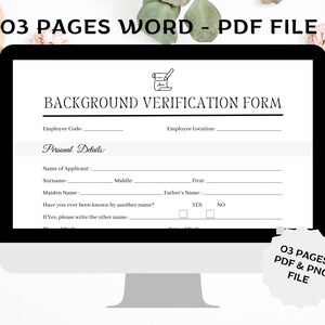 Editable Background Verification Form, Background Check Authorization Form, Background Check ...