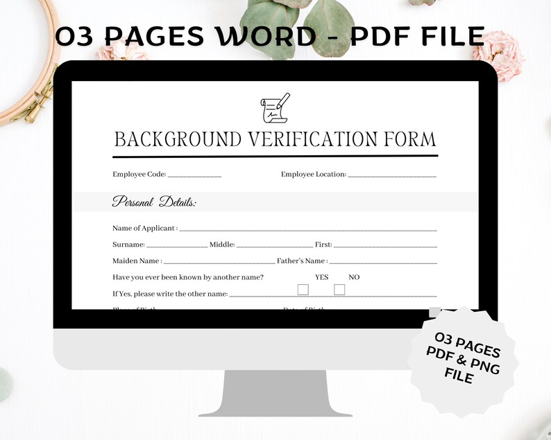 Editable Background Verification Form, Background Check Authorization Form, Background Check ...