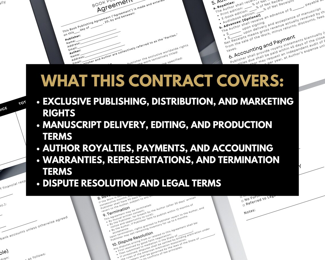 Book Publishing Contract, Attorney-written, 9 Pages (canva Editable ...