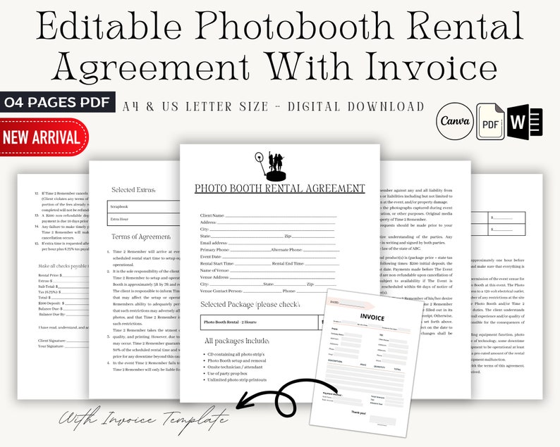 Editable Photo Booth Rental Agreement Template Photo Booth Contract ...