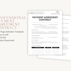 Payment Agreement Contract Template, Payment Plan Agreement, Agreement ...