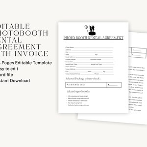 Editable Photo Booth Rental Agreement Template | Photo Booth Contract ...