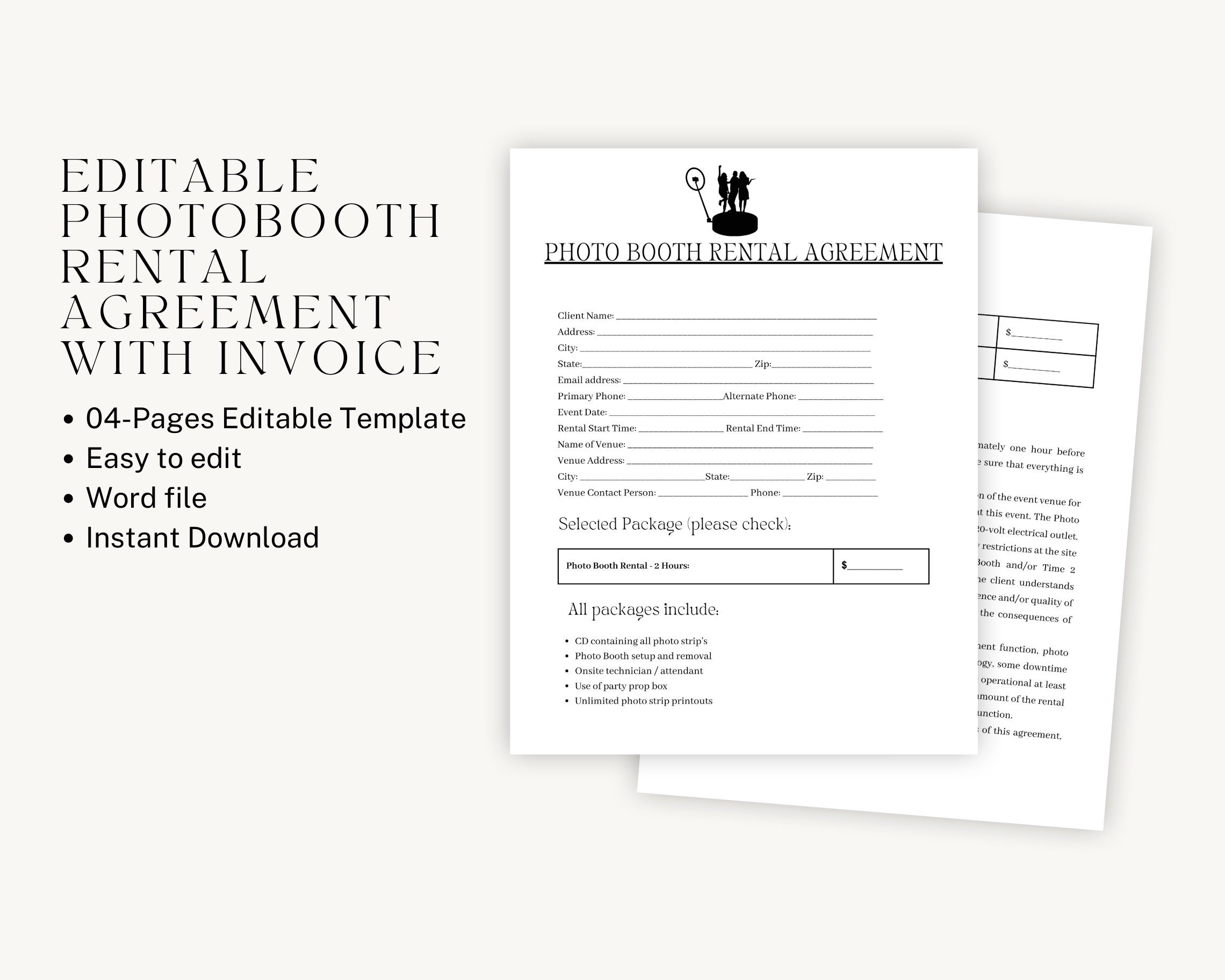 Editable Photo Booth Rental Agreement Template | Photo Booth Contract ...