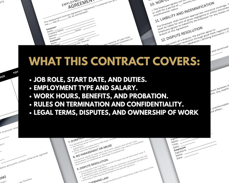 Editable Employment Contract Agreement Template, Employment Job Service ...