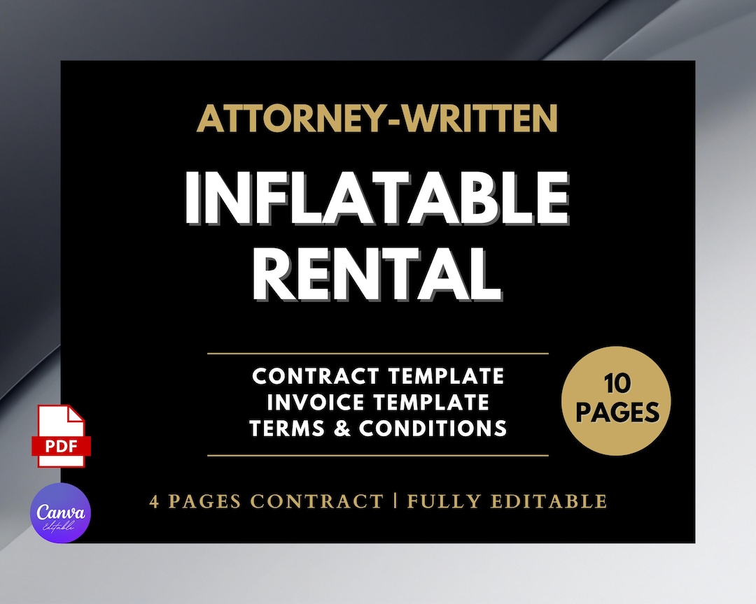 Inflatable Rental Agreement Template, DIY Editable, Inflatable Rent ...