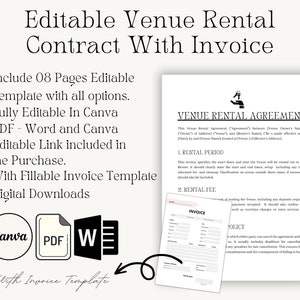 Venue Rental Contract Form | Attorney-written Editable Instant Download ...