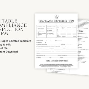 Compliance Inspection Form 5 Pages Editable With Invoice Template ...