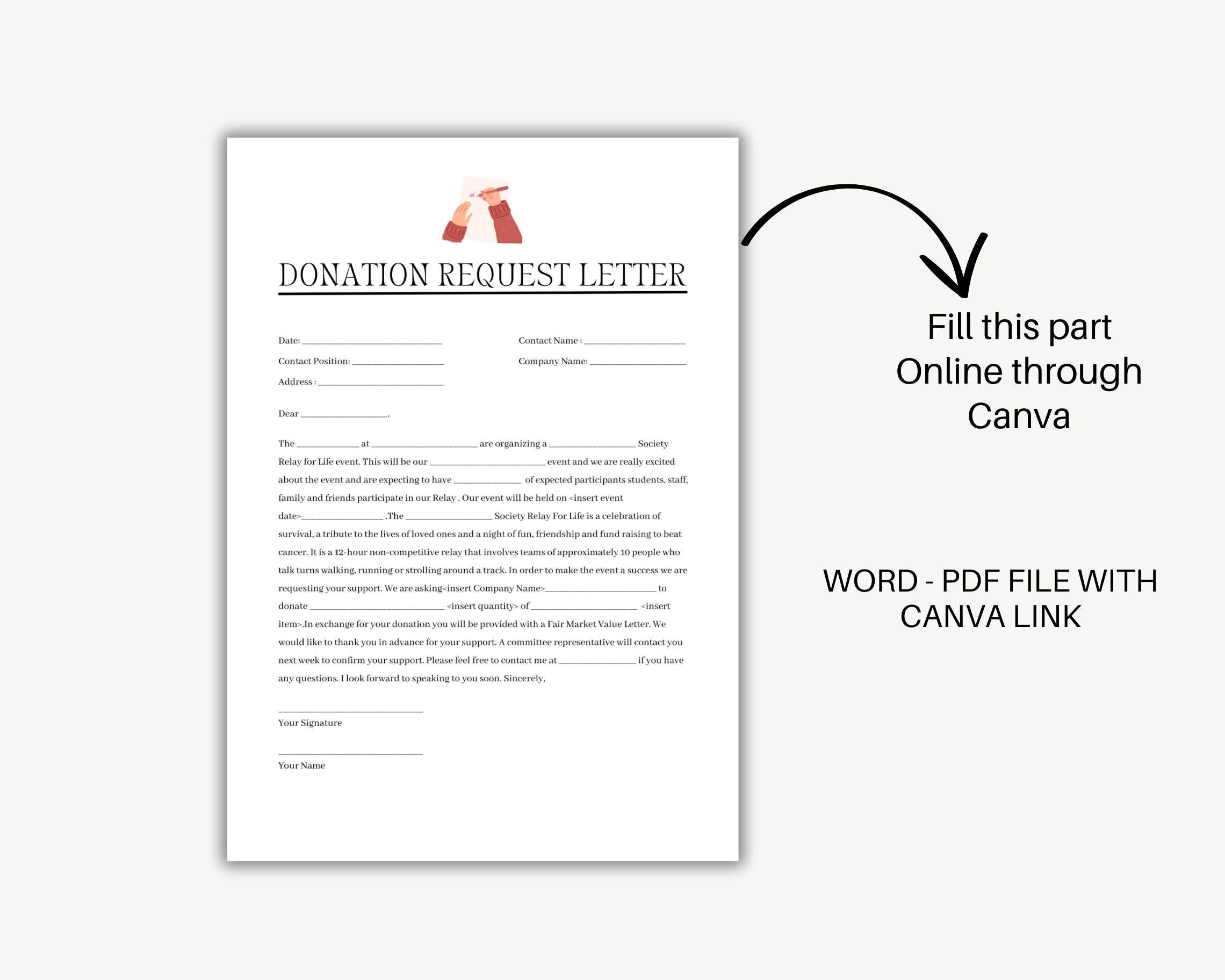 Professional Donation Request Letter Template. Google Docs/microsoft ...
