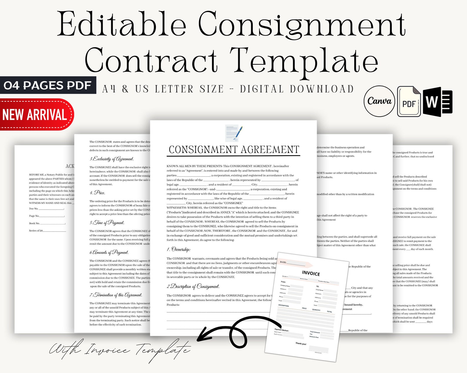 Professional Consignment Contract Template, Consignment Termsn ...