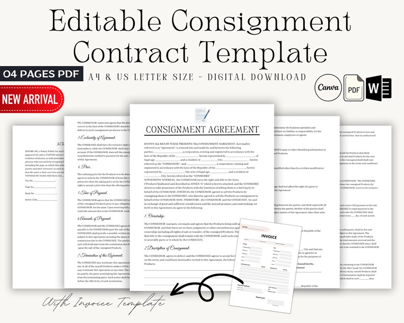 Professional Consignment Contract Template, Consignment Termsn ...