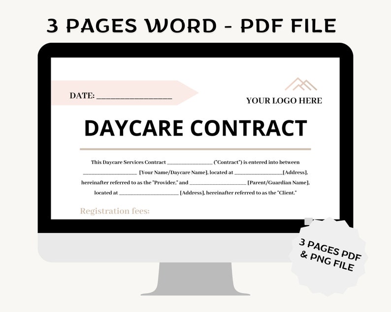 Editable Home Daycare Service Contract Template, Home Daycare Agreement ...