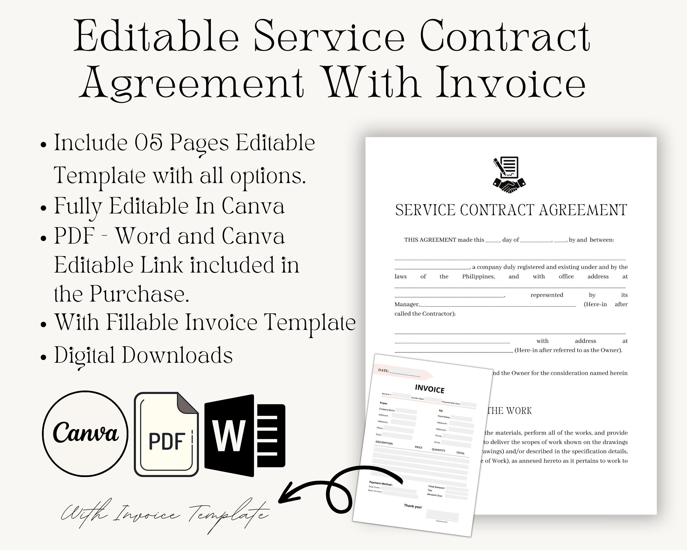 Services Contract Agreement Template, Service Contract Template, Scope ...