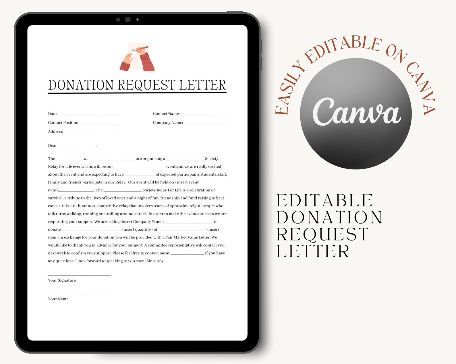 Professional Donation Request Letter Template. Google Docs/microsoft ...