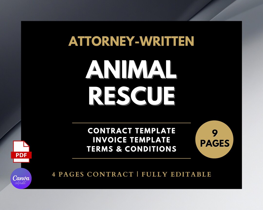 Editable Animal Rescue Contract, Animal Rescue Form, Puppy Contract ...