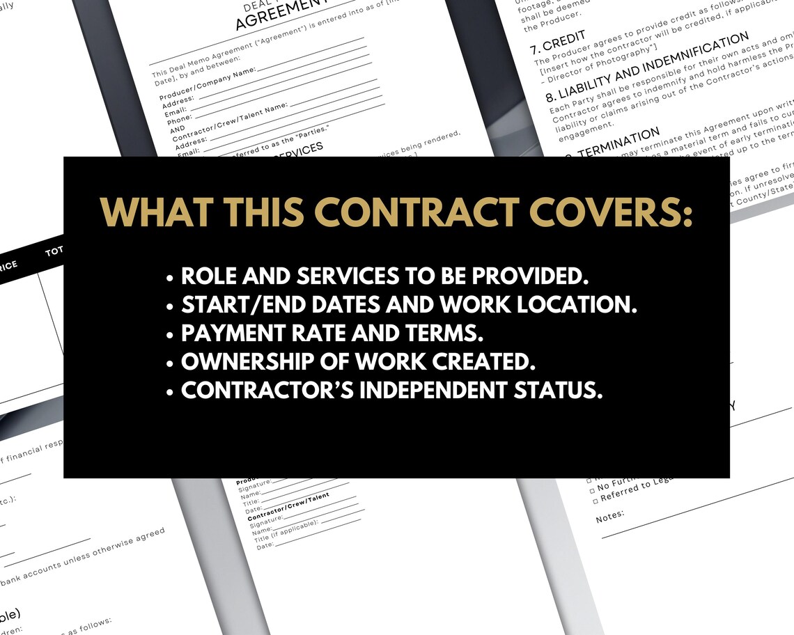 Deal Memo Contract, Attorney-written, 8 Pages (canva Editable, PDF) - Etsy