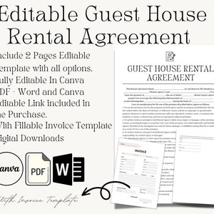 Editable Guest House Rental Agreement, Contract Agreement, Easy Lease ...