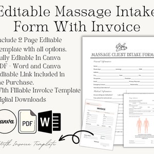 Professional Massage Intake Form, Massage Consent Form, Massage Therapist, Esthetician Forms ...