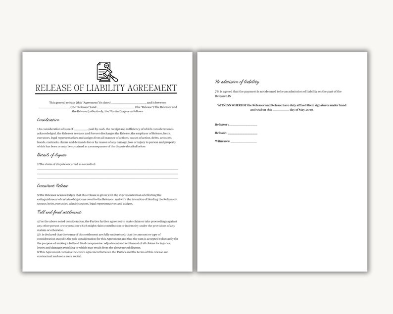 General Release of Liability Template, All Purpose Liability Waiver ...