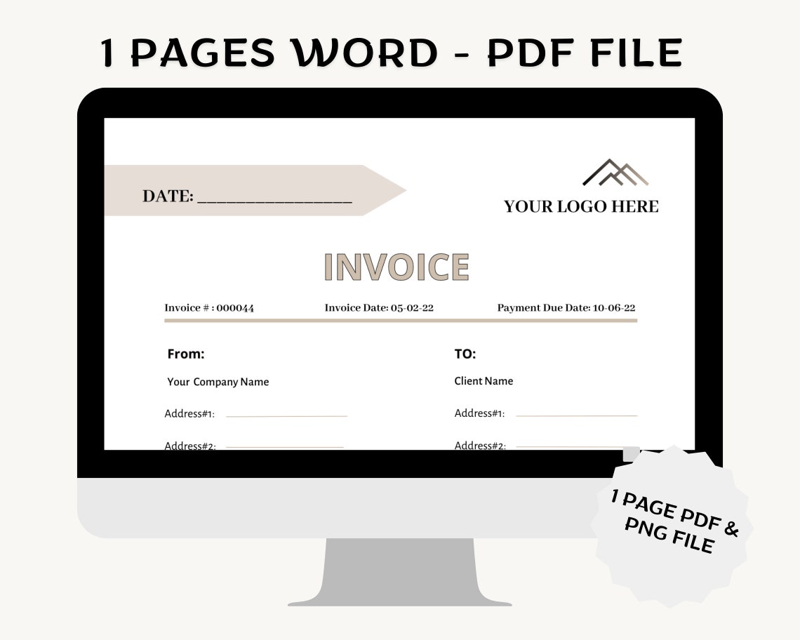 Printable Invoice Template, Canva Template, Word, Fillable Business ...