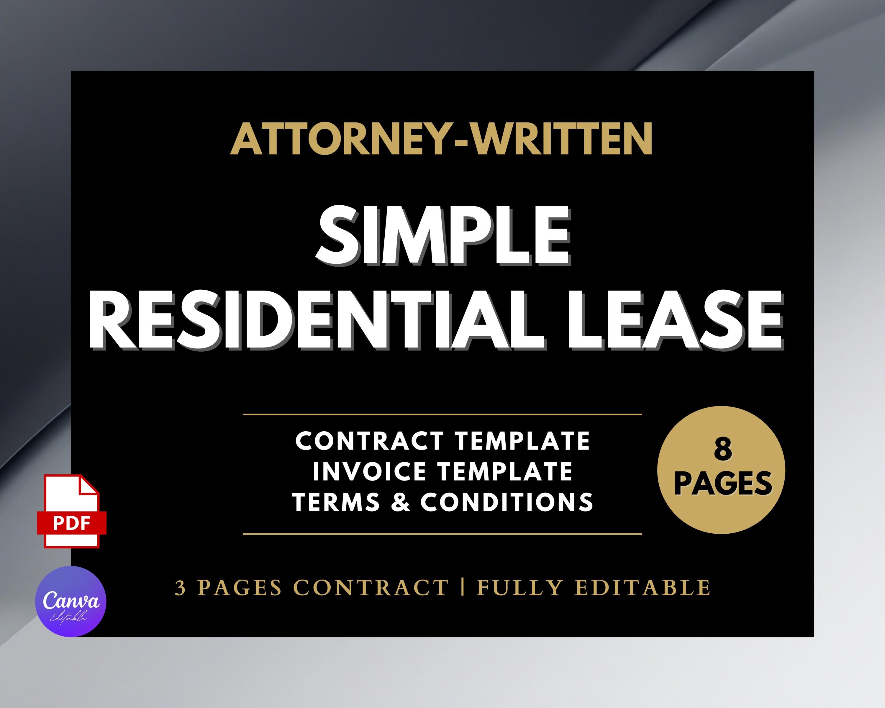 Editable Residential Lease Agreement Template, Canva & Word File - Etsy