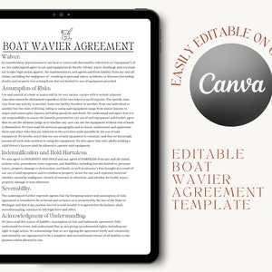 Editable Boat Wavier Rental Agreement Template With Invoice, Contract ...