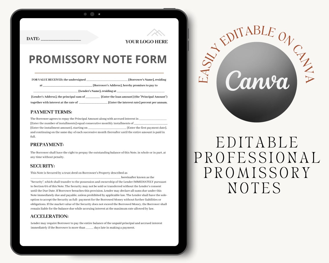 Editable Promissory Note Form, Promissory Note Templates, Obsolete ...