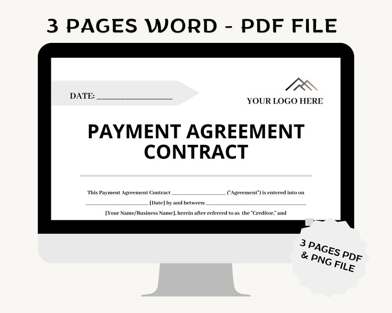 Payment Agreement Contract Template Payment Plan Agreement - Etsy