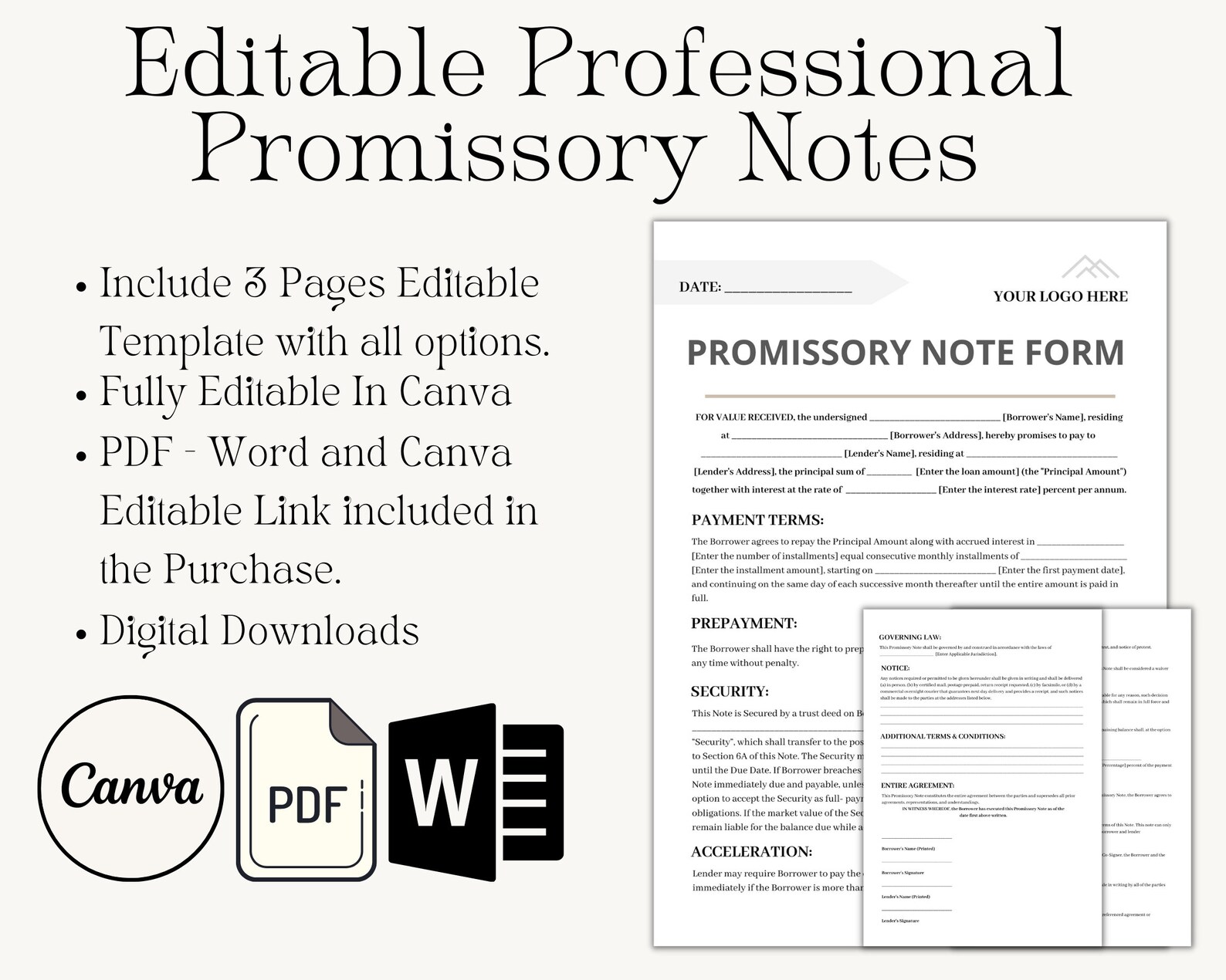 Editable Promissory Note Form, Promissory Note Templates, Obsolete ...
