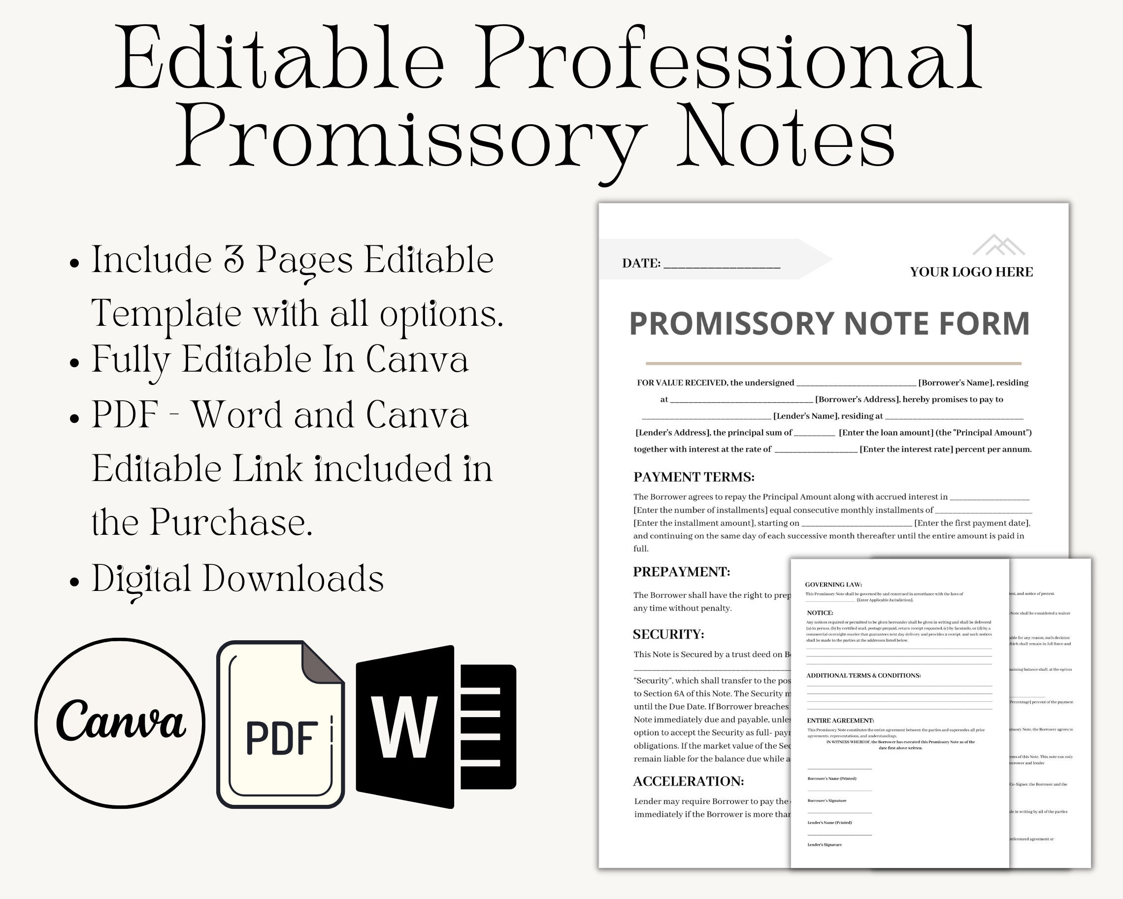 Editable Promissory Note Form, Promissory Note Templates, Obsolete ...