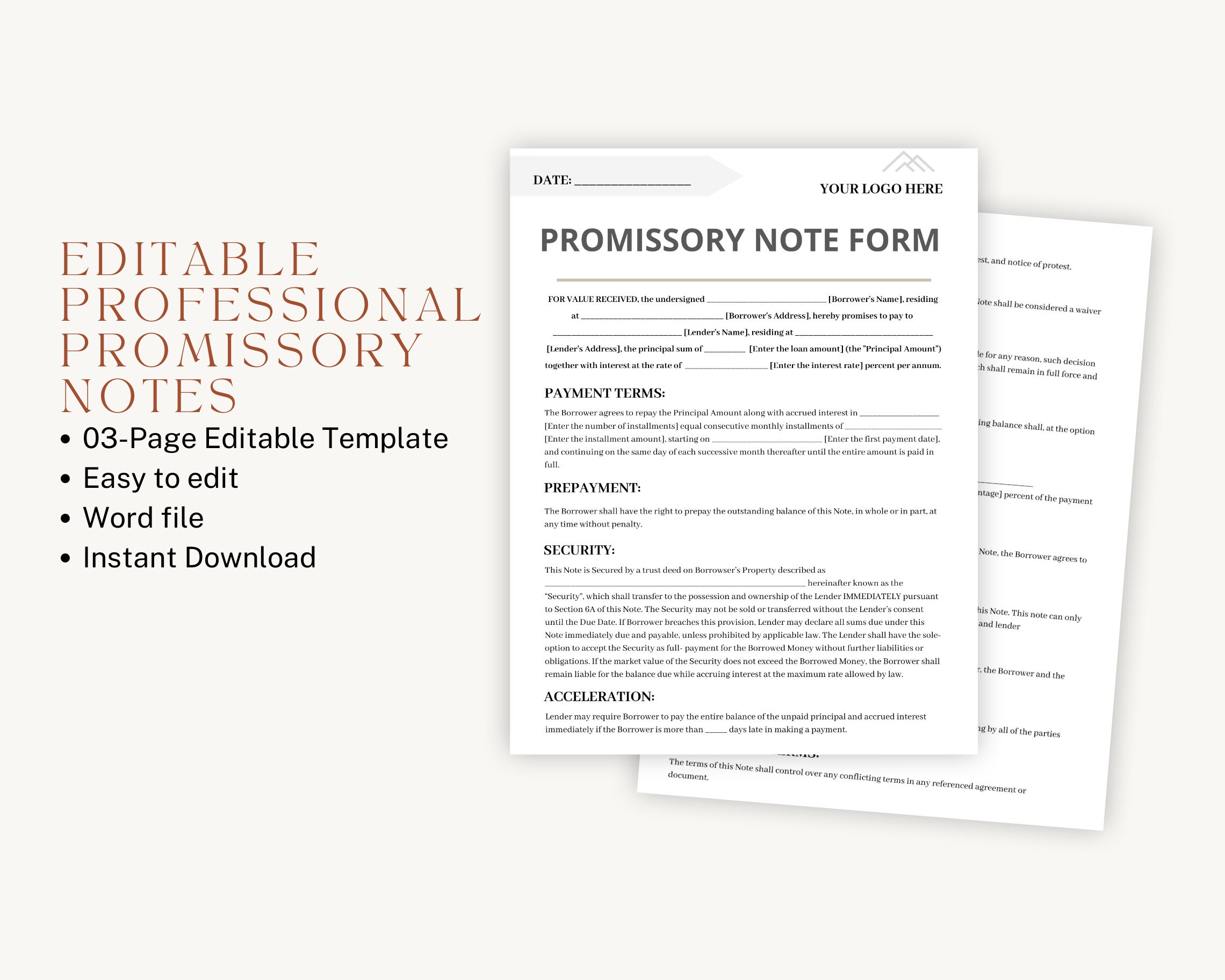 Editable Promissory Note Form, Promissory Note Templates, Obsolete ...