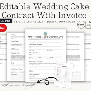Editable Wedding Cake Contract Template, Wedding Cake Order Form ...