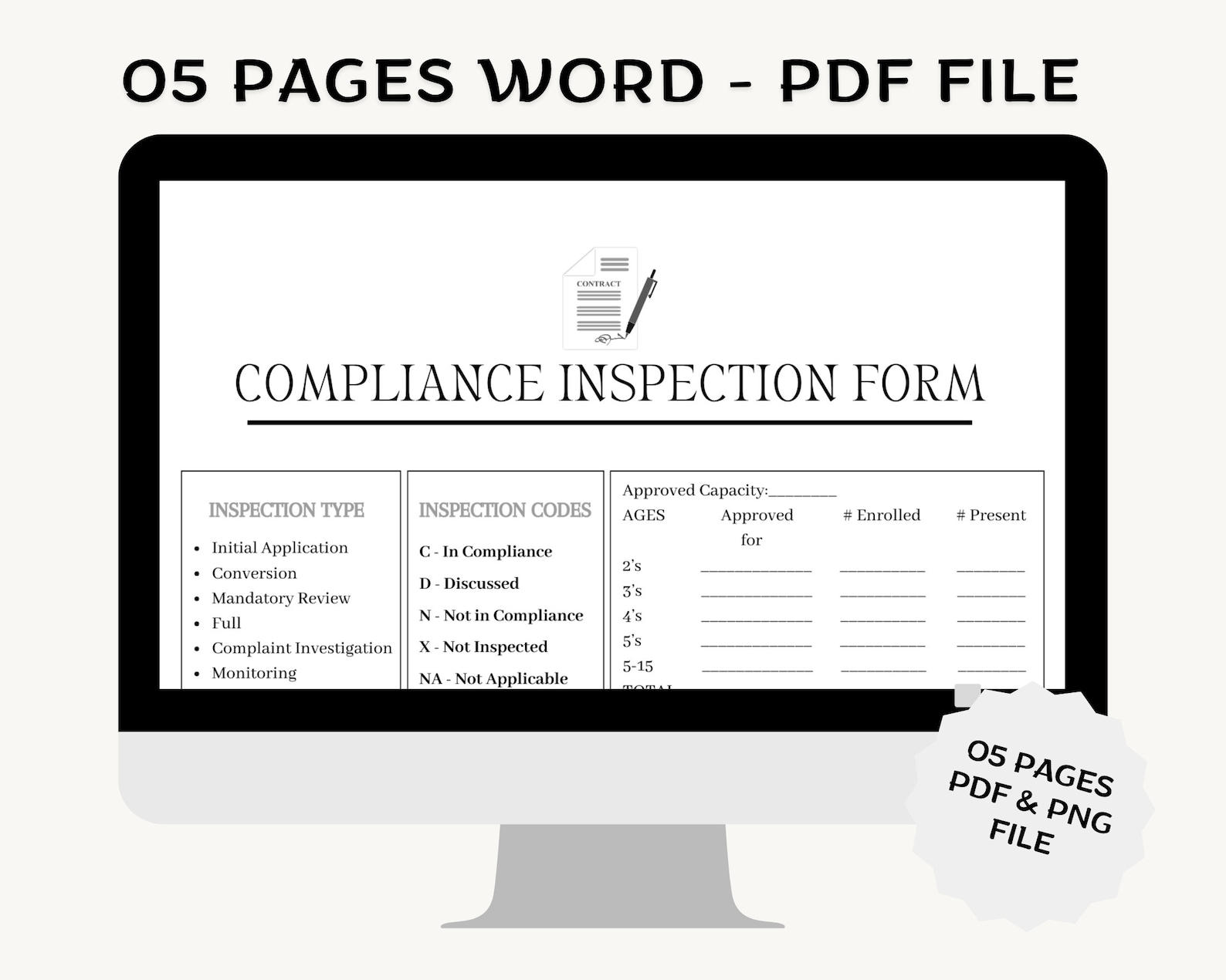 Compliance Inspection Form 5 Pages Editable With Invoice Template ...
