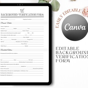 Editable Background Verification Form, Background Check Authorization ...