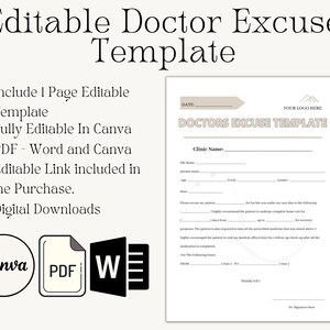 Editable Doctor Excuse Template, Doctor Excuse for Work, Doctor Excuse ...
