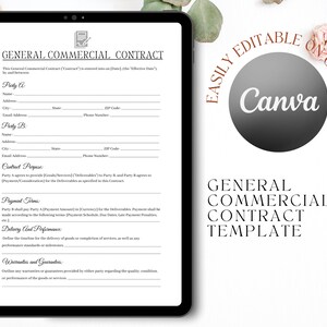 Editable Commercial Contract Agreement Template With Invoice, Editable ...