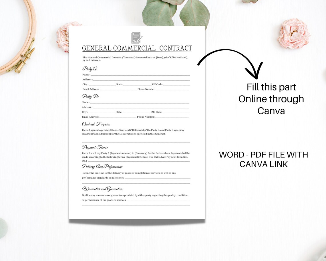 Editable Commercial Contract Agreement Template With Invoice, Editable ...