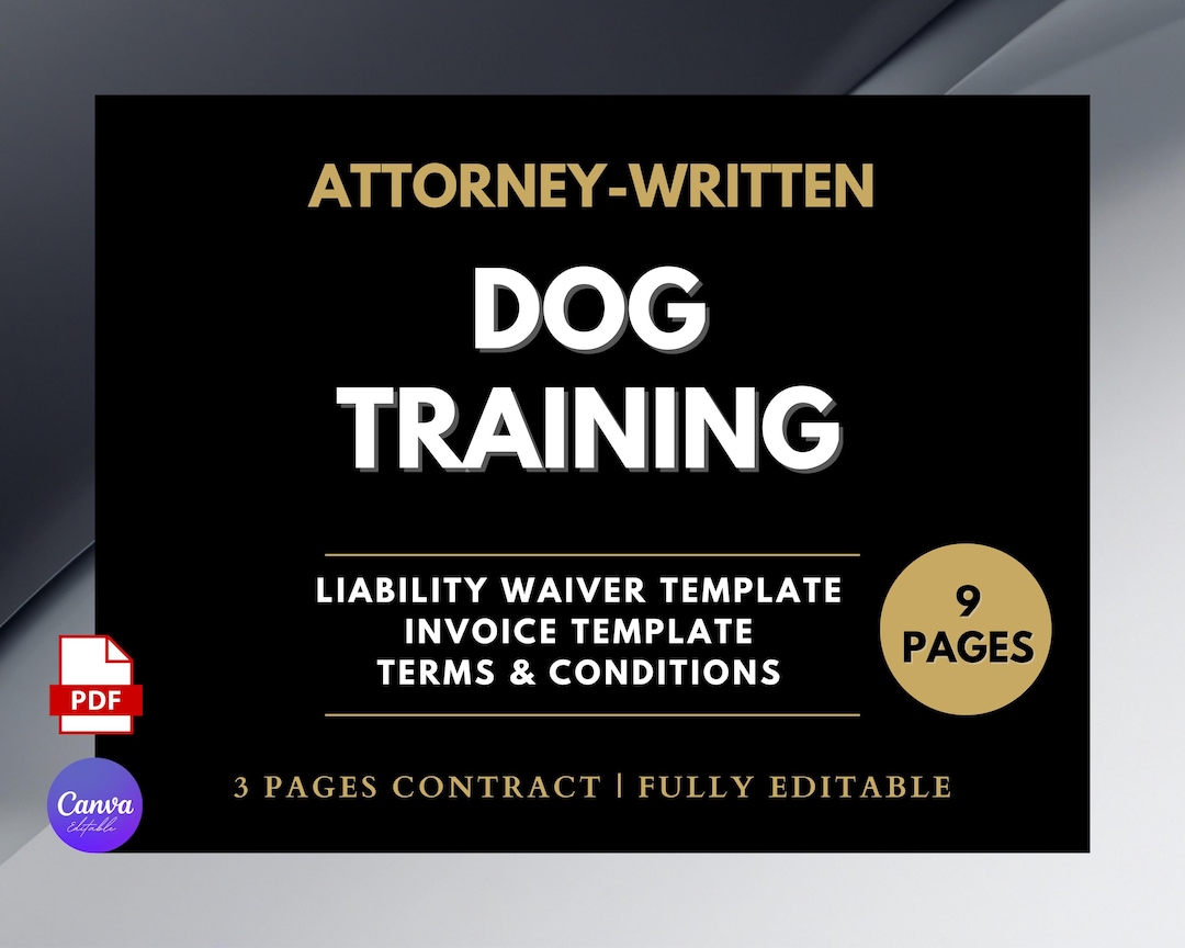 Dog Training Liability Waiver Template, Attorney-written, 9 Pages ...