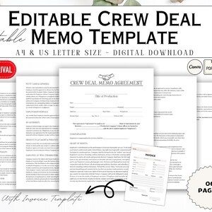 Editable Crew Deal Memo Contract Agreement Template, Editable Contract ...